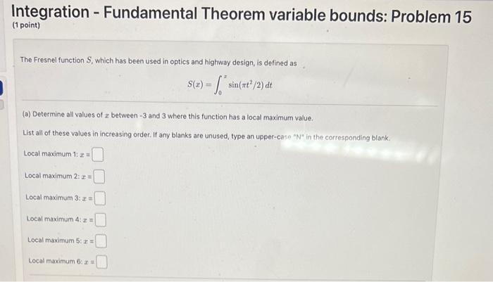 Solved Integration - Fundamental Theorem variable bounds: | Chegg.com