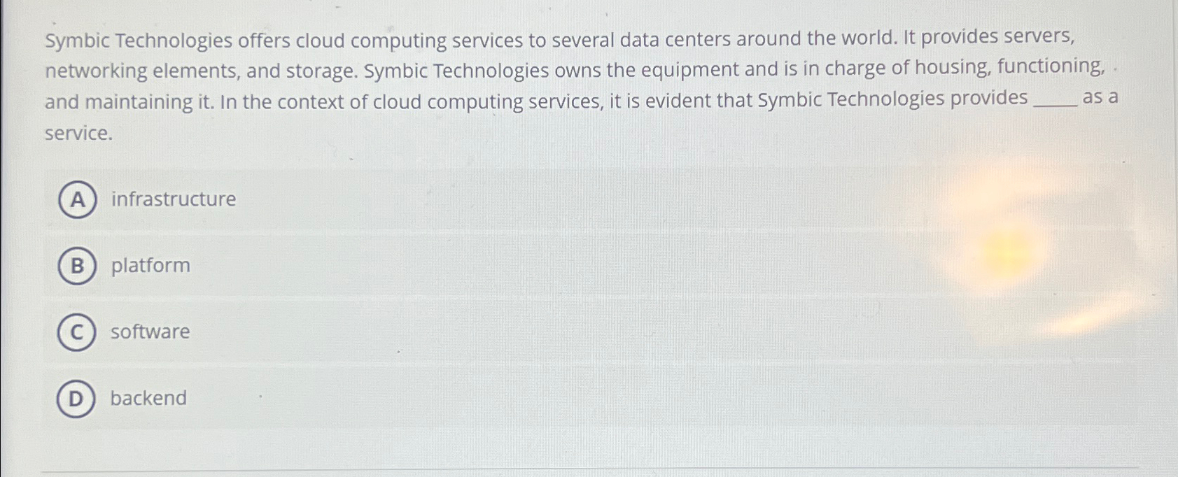 Solved Symbic Technologies offers cloud computing services | Chegg.com