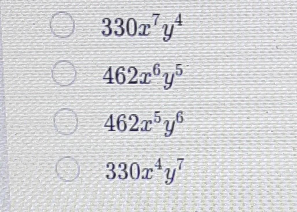 Solved 330x7y4 462x6y5 462x5y6 330x4y7 Chegg