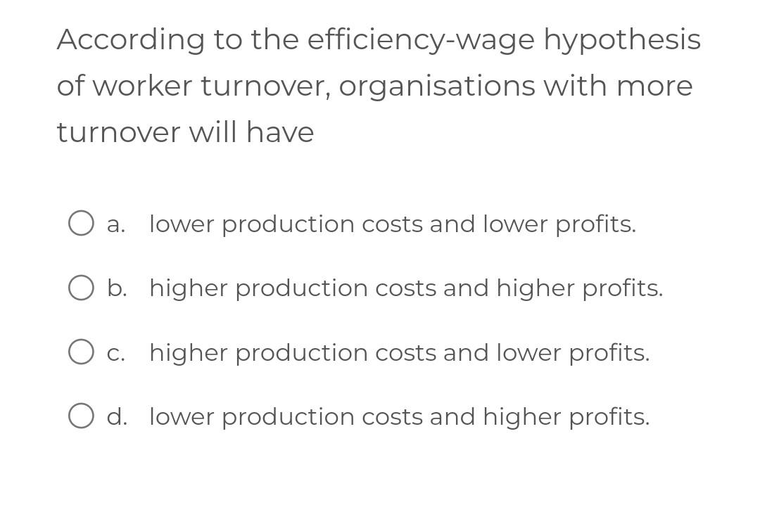 Solved According to the efficiency-wage hypothesis of worker | Chegg.com