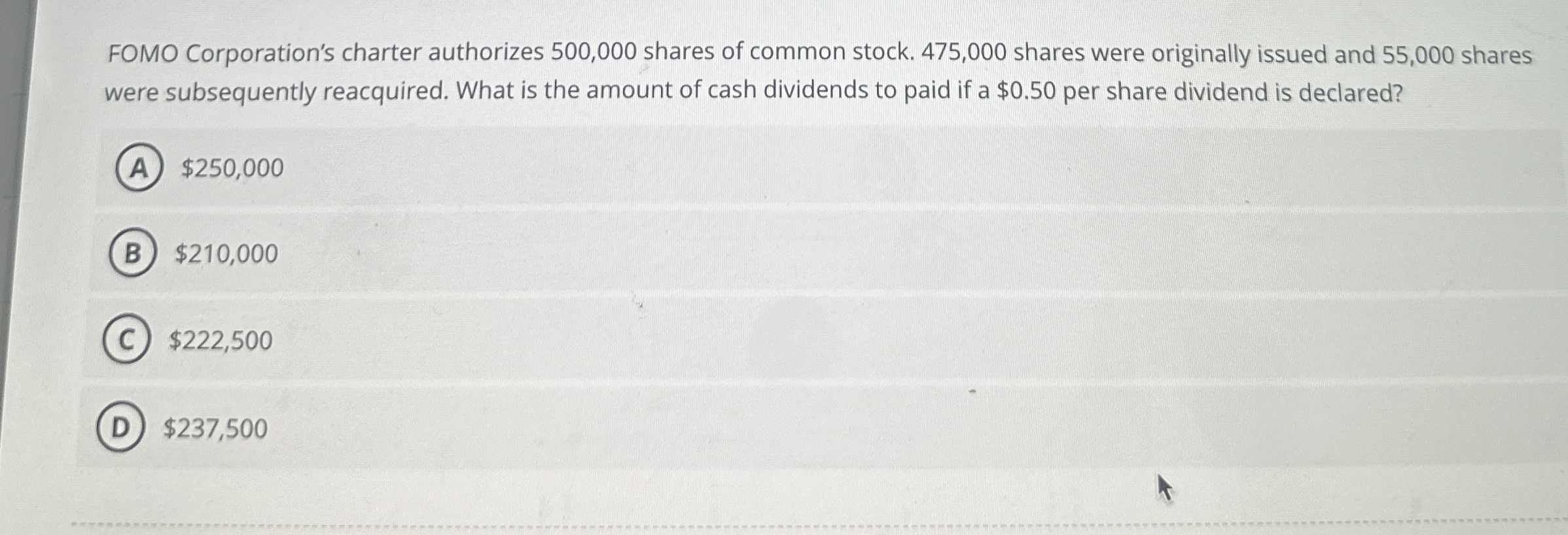 Solved FOMO Corporation's charter authorizes 500,000 ﻿shares | Chegg.com