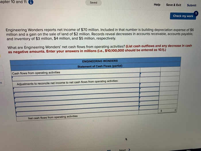 Solved apter 10 and 11 Saved Help Save & Exit Submit Check | Chegg.com