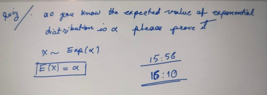 Solved quiz ao know the expected value of exponential | Chegg.com