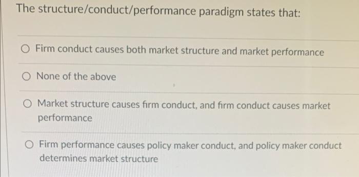Solved The Structure Conduct Performance Paradigm States