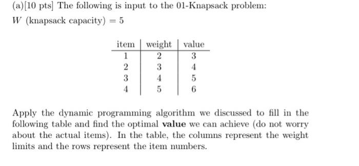 Solved (a) [10 pts] The following is input to the | Chegg.com