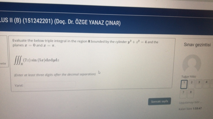 Solved LUS II (B) (151242201) (Doç. Dr. ÖZGE YANAZ ÇINAR) | Chegg.com
