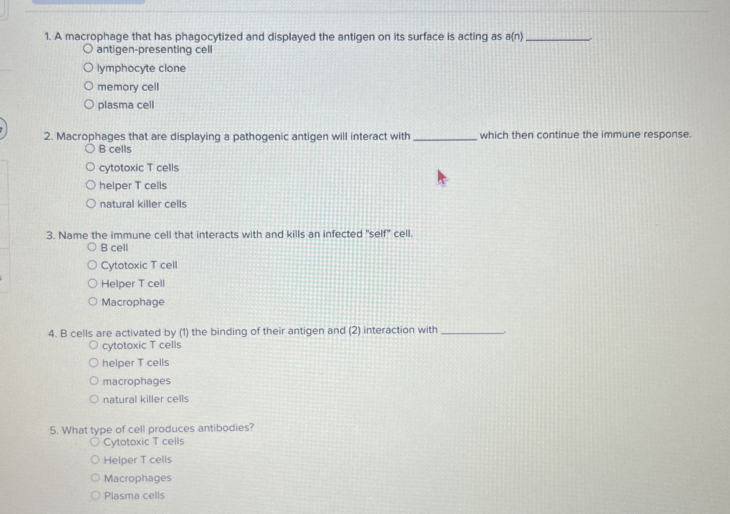 Solved A macrophage that has phagocytized and displayed the | Chegg.com