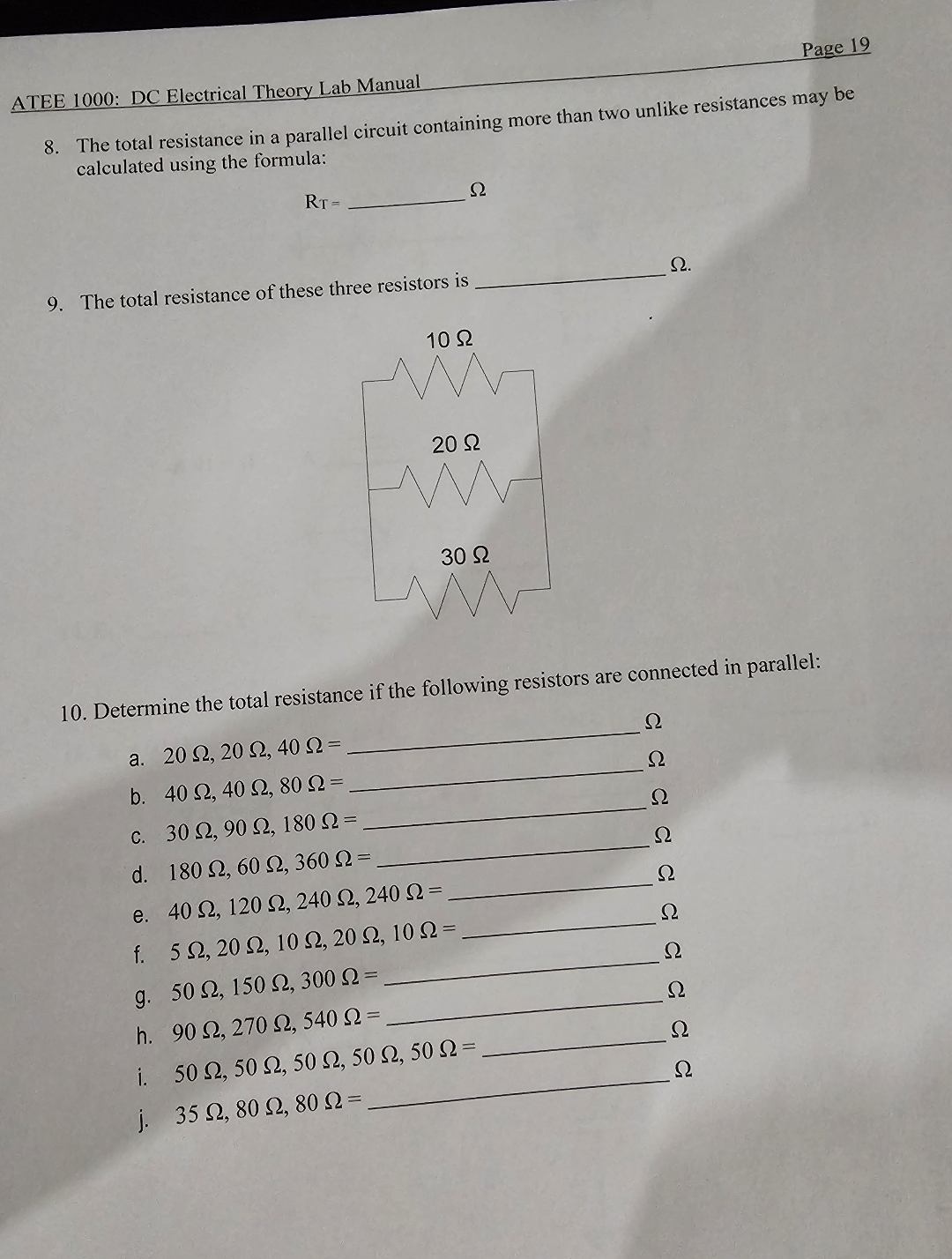 Solved Page 19ATEE 1000: DC Electrical Theory Lab Manue8. | Chegg.com