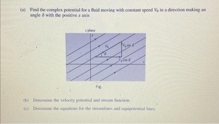 Solved a) Find the complex potential for a fluid moving with | Chegg.com