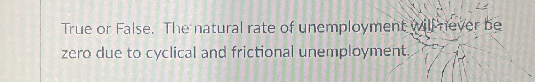 Solved True or False. The natural rate of unemployment wilf | Chegg.com