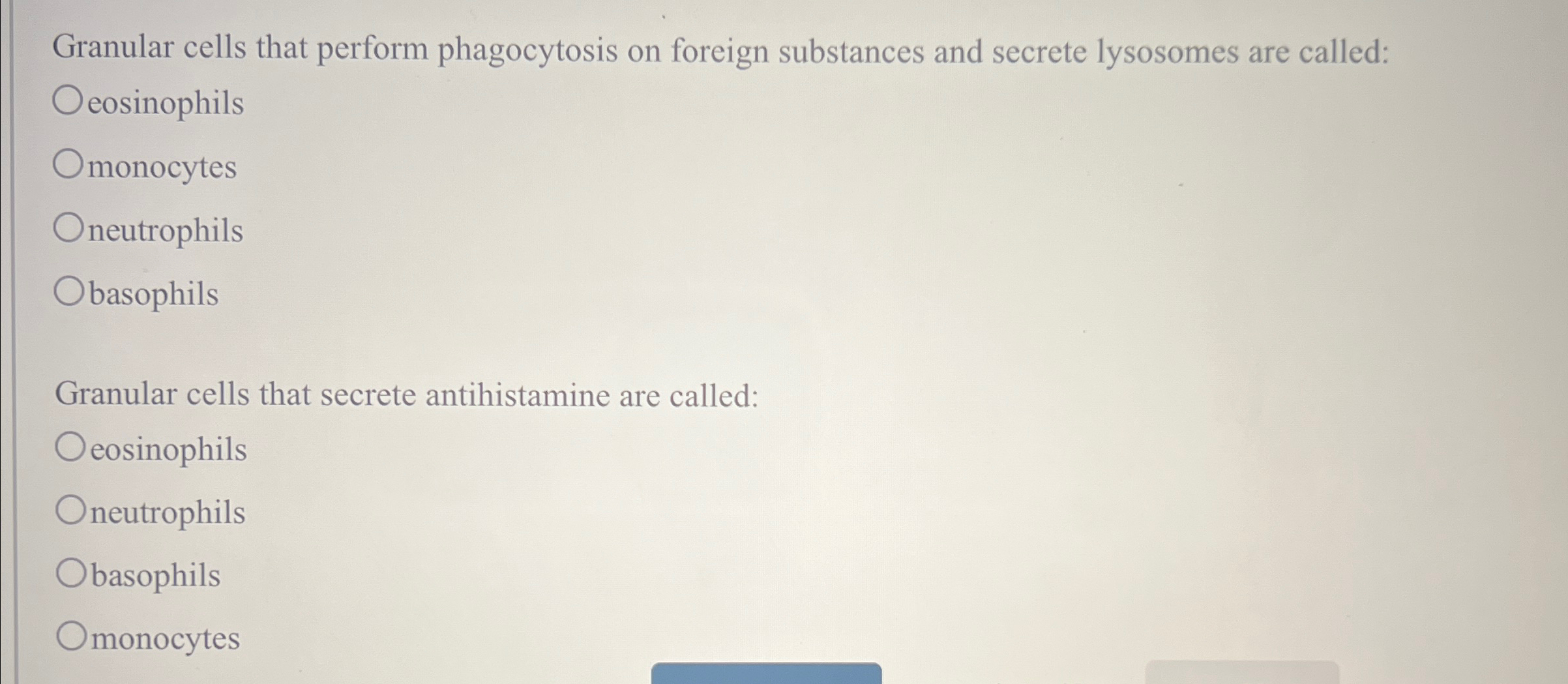 Solved Granular cells that perform phagocytosis on foreign | Chegg.com