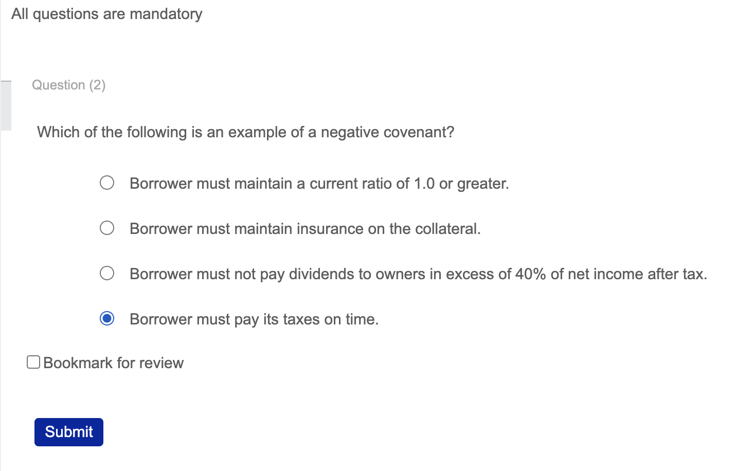Solved All questions are mandatoryQuestion (2)Which of the | Chegg.com