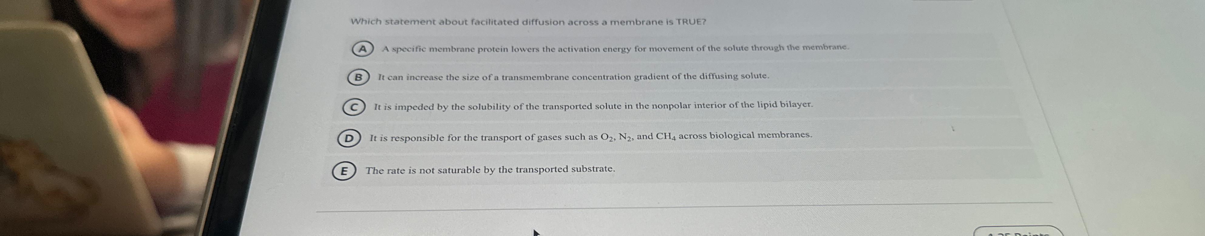 Solved Which statement about facilitated diffusion across a | Chegg.com