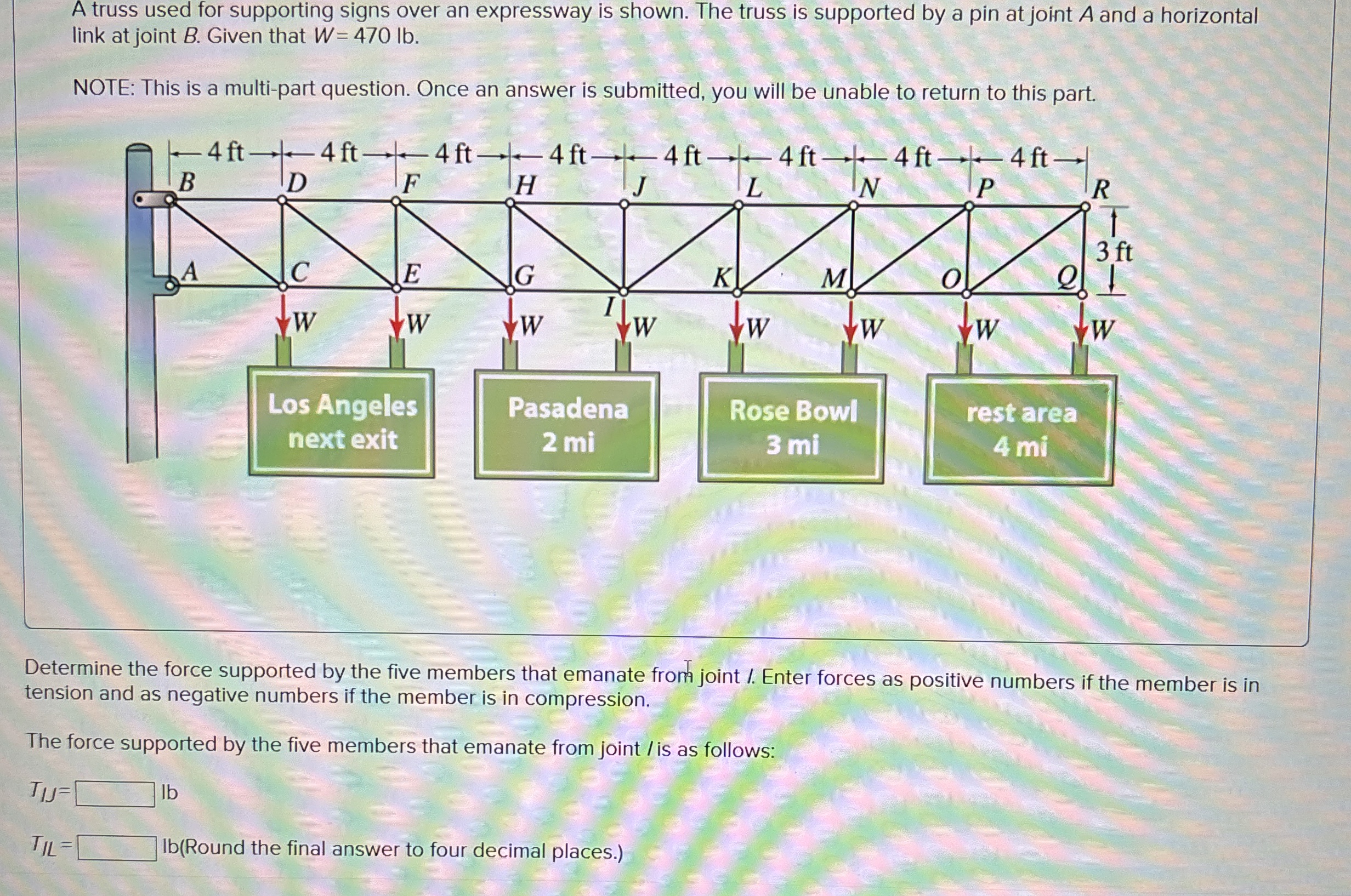 Solved A truss used for supporting signs over an expressway | Chegg.com