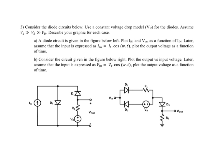 Consider the diode circuits below. Use a constant | Chegg.com