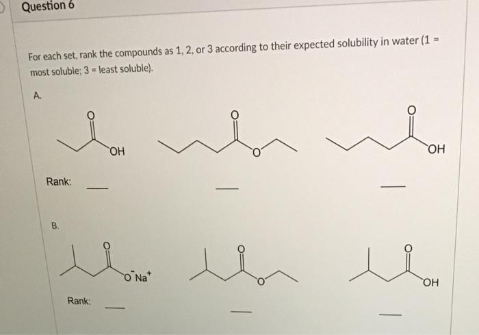 Solved For each set, rank the compounds as 1,2 , or 3 | Chegg.com