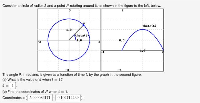 Solved Consider a circle of radius 2 and a point P rotating | Chegg.com