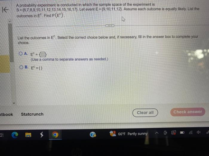 Solved K A probability experiment is conducted in which the | Chegg.com