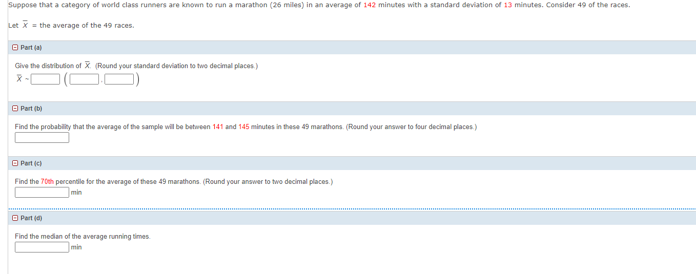 Solved Let x‾= ﻿the average of the 49 ﻿races.Part (a)Give | Chegg.com