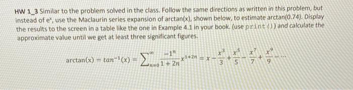 Solved HW 1_ 3 Similar to the problem solved in the class. | Chegg.com