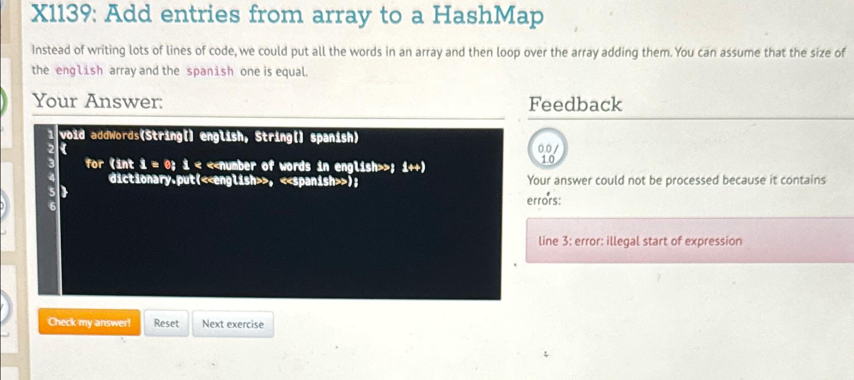 Solved X1139 Add Entries From Array To A Hashmapinstead Of 7142