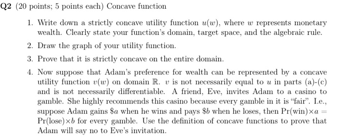 Solved Q2 (20 points; 5 points each) Concave function 1. | Chegg.com