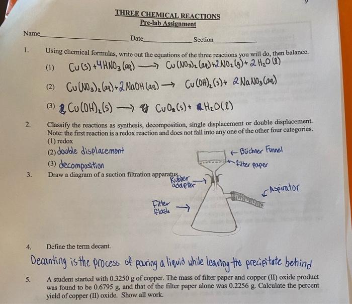 Solved 1. Using chemical formulas, write out the equations | Chegg.com
