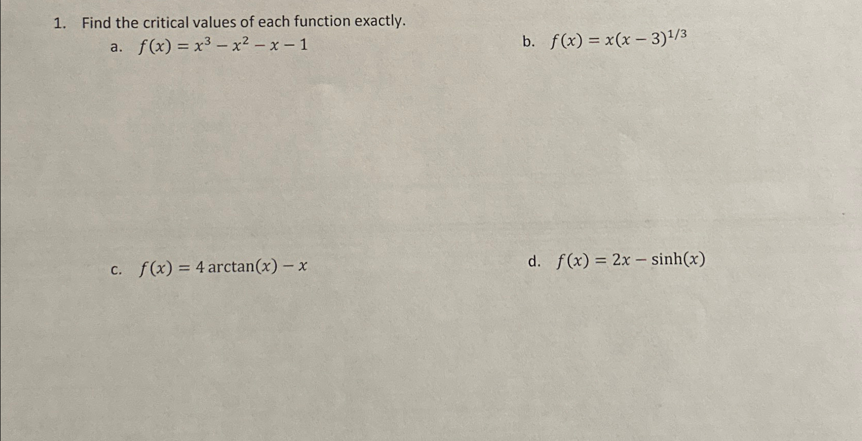 Solved Find the critical values of each function | Chegg.com