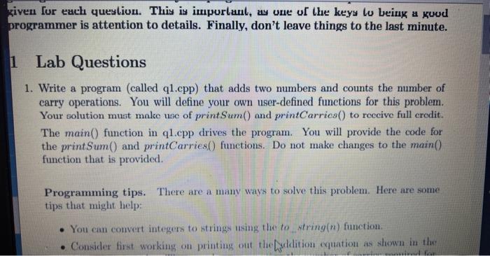 Solved iven for each question. This is importanl, ay one or | Chegg.com