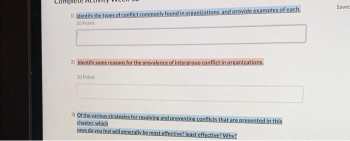 Solved Saved 1) Identify the types of conflict commonly | Chegg.com