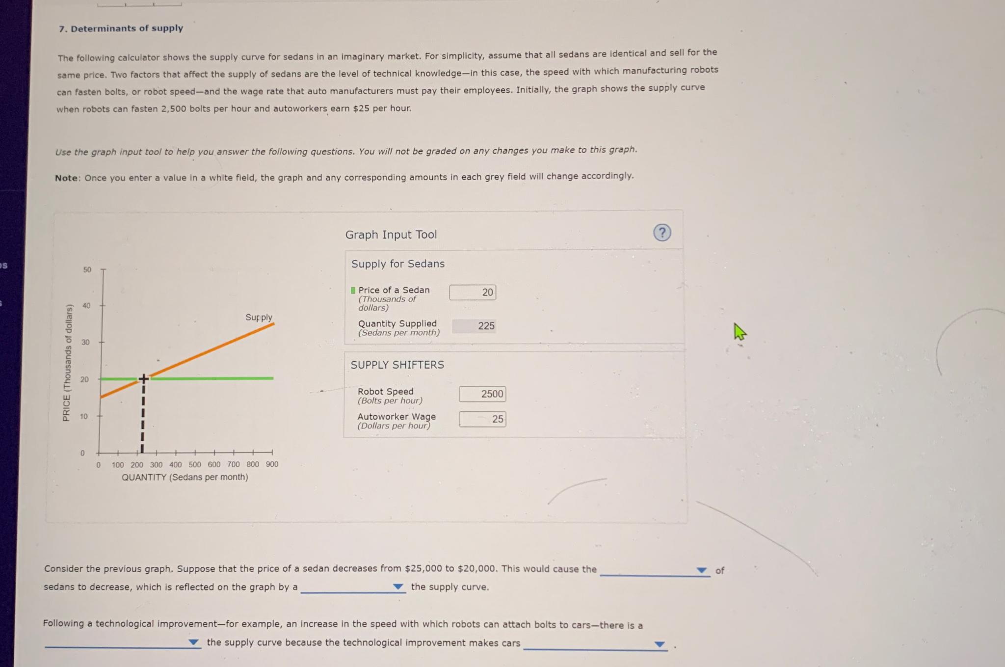 Solved Determinants of supplyThe following calculator shows | Chegg.com