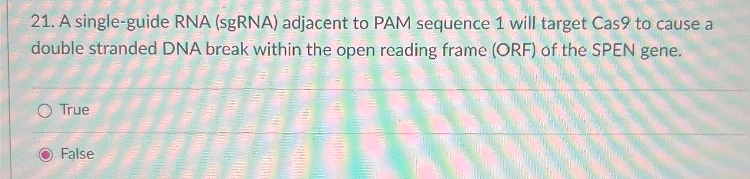 Solved A single-guide RNA (sgRNA) ﻿adjacent to PAM sequence | Chegg.com