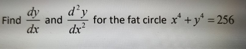 Solved Find and for the fat circle x* +y* = 256 | Chegg.com