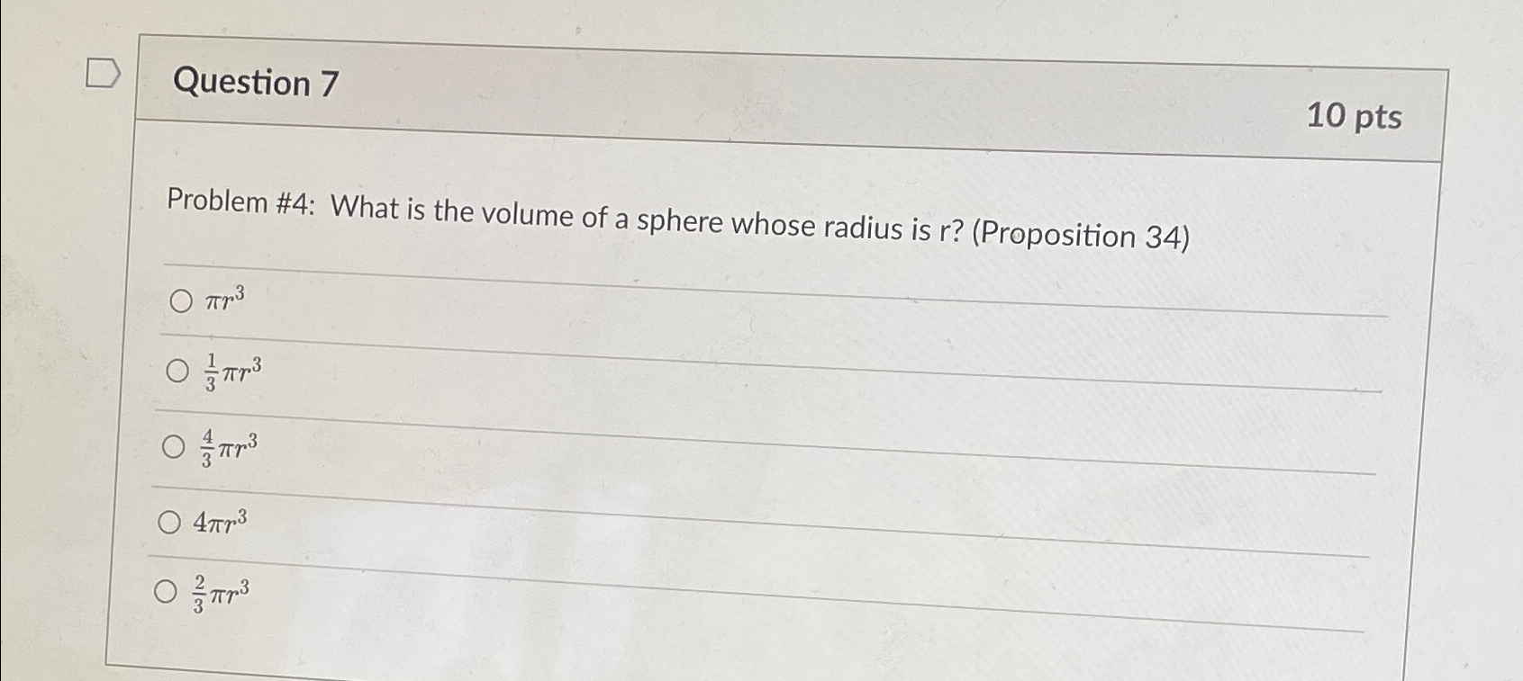 Solved Question 710 ﻿ptsProblem #4: What is the volume of a | Chegg.com