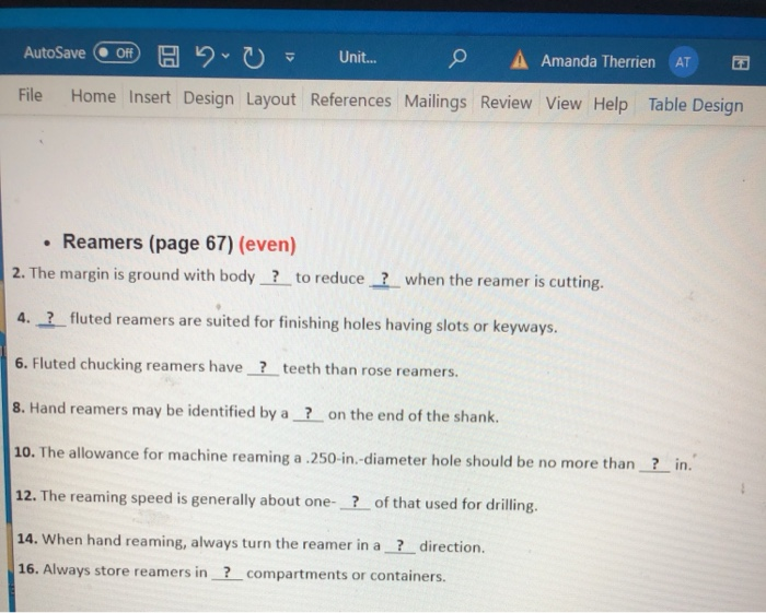 Solved AutoSave Of A 2 0 . Unit. © A Amanda Therrien AT File | Chegg.com