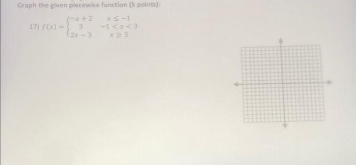 Solved Graph the given piecewise function ( 5 points): 17) | Chegg.com