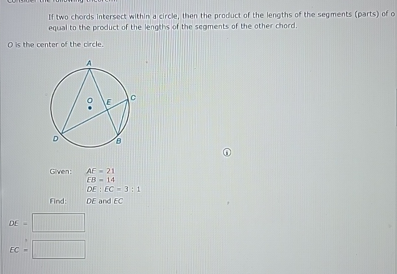 Solved If two chords intersect within a circle, then the | Chegg.com