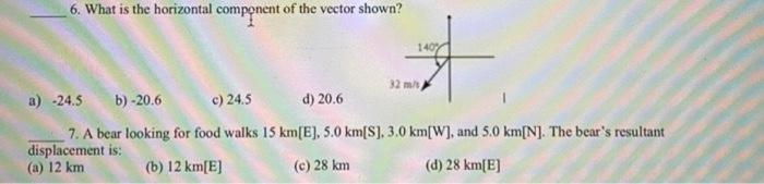 Solved 6. What is the horizontal component of the vector | Chegg.com