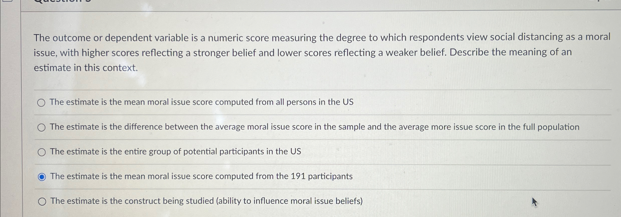 Solved The outcome or dependent variable is a numeric score | Chegg.com