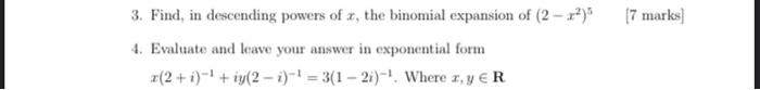 Solved 17 marks) 3. Find, in descending powers of x, the | Chegg.com