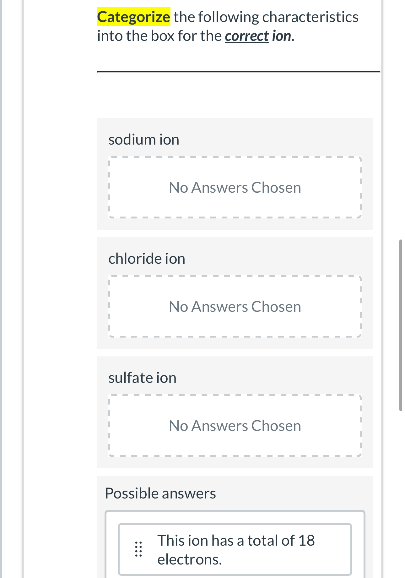 Solved Categorize the following characteristics into the box | Chegg.com