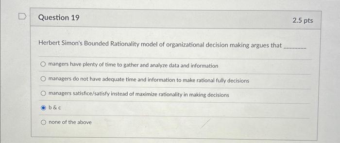 Solved Herbert Simon's Bounded Rationality model of | Chegg.com