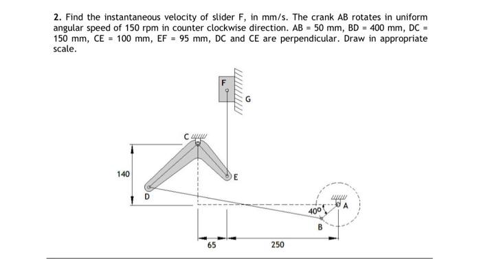 Solved 2. Find the instantaneous velocity of slider F, in | Chegg.com