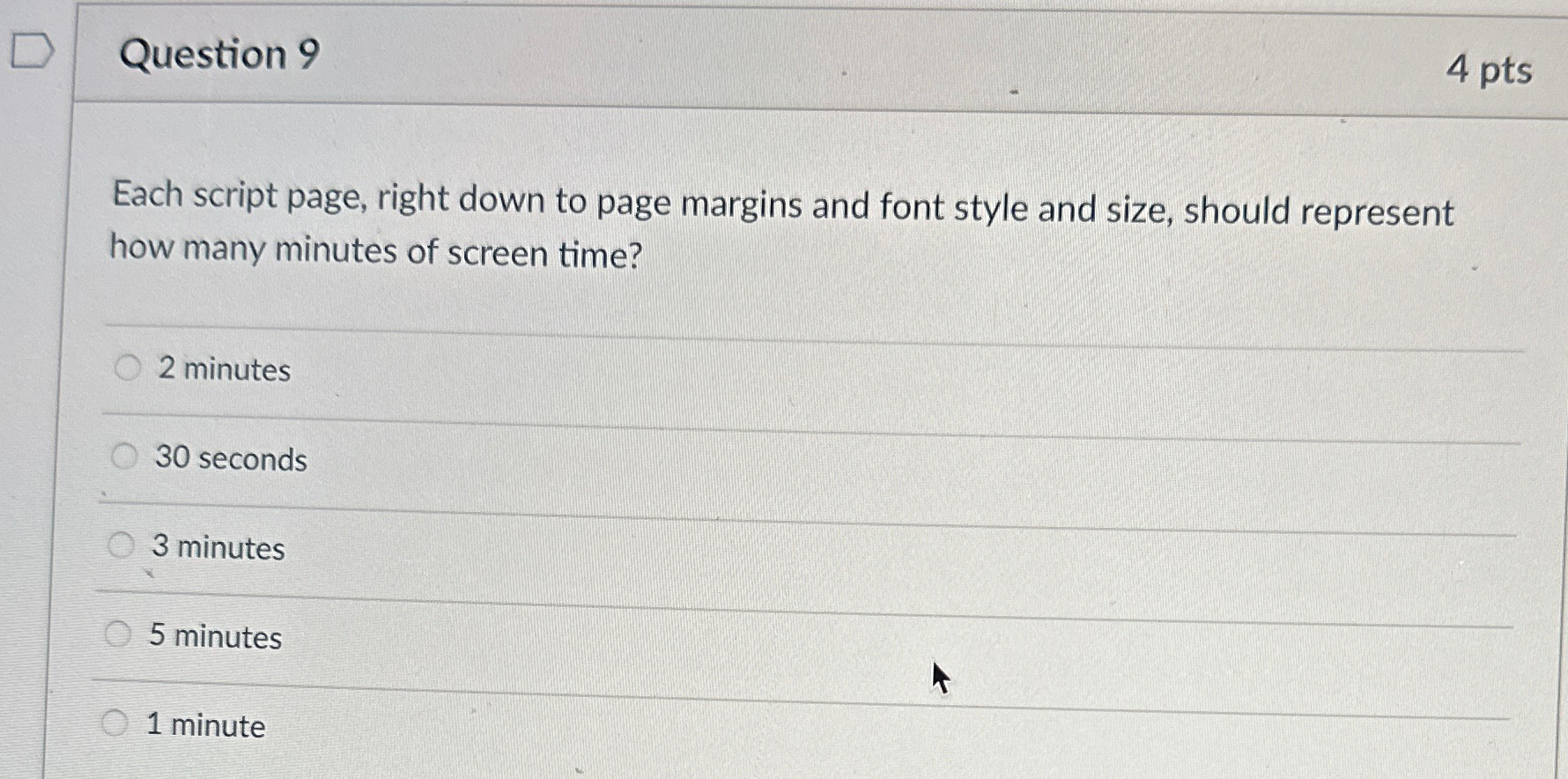 Solved Question 94 ﻿ptsEach script page, right down to page | Chegg.com