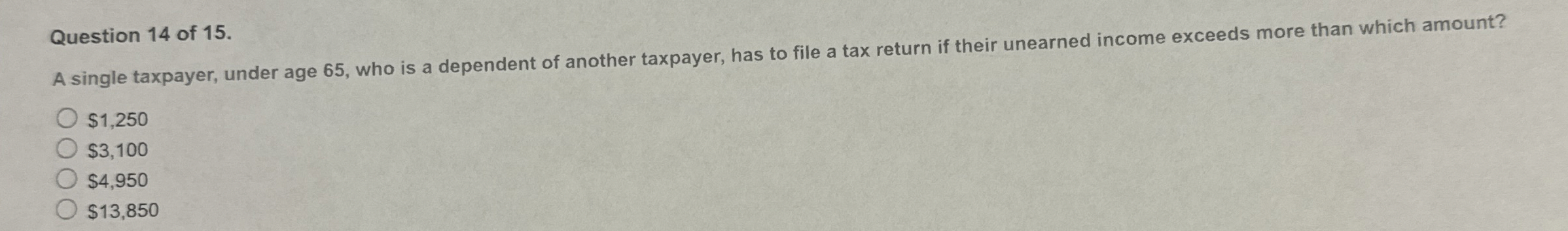 Solved A single taxpayer, under age 65 , ﻿who is a dependent | Chegg.com