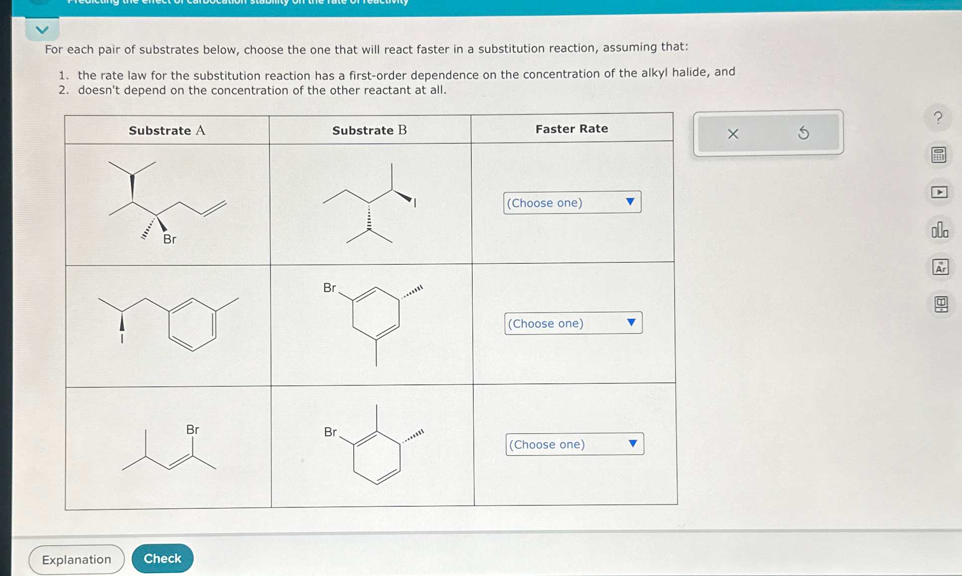 Solved For each pair of substrates below, choose the one | Chegg.com