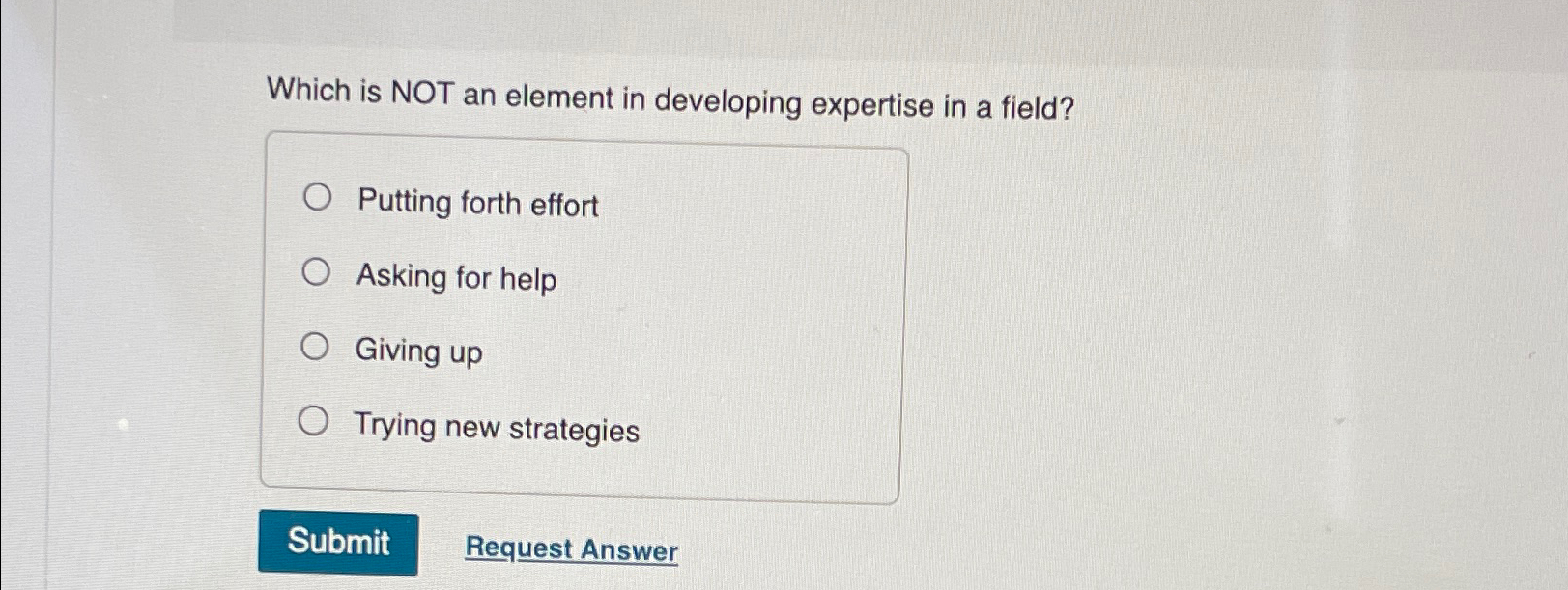 Solved Which is NOT an element in developing expertise in a | Chegg.com