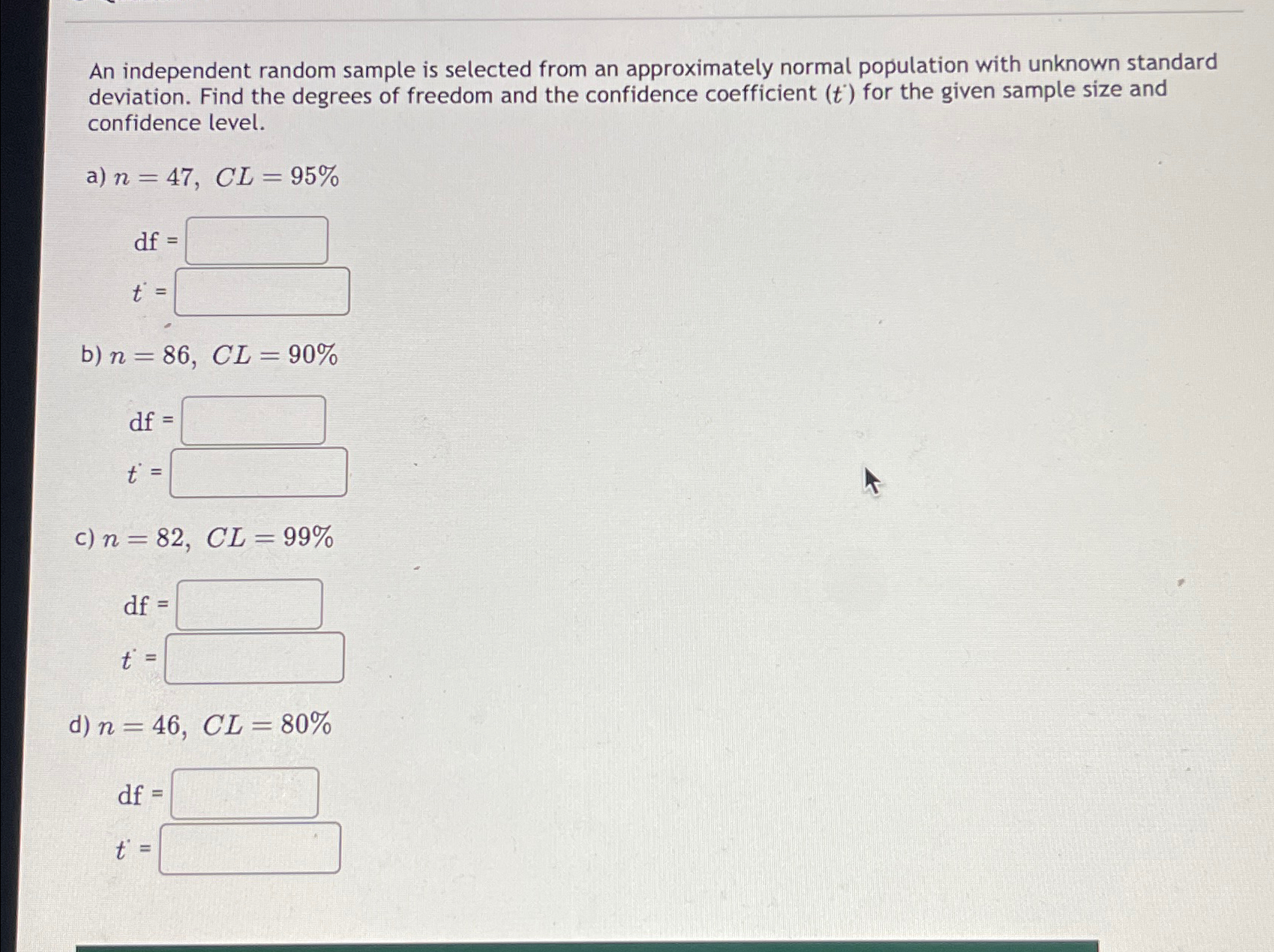 Solved An independent random sample is selected from an | Chegg.com
