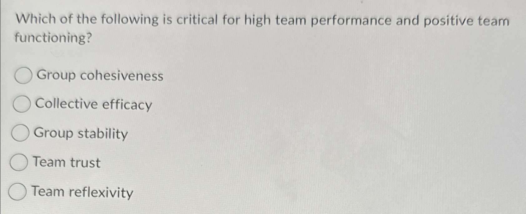 Solved Which of the following is critical for high team | Chegg.com