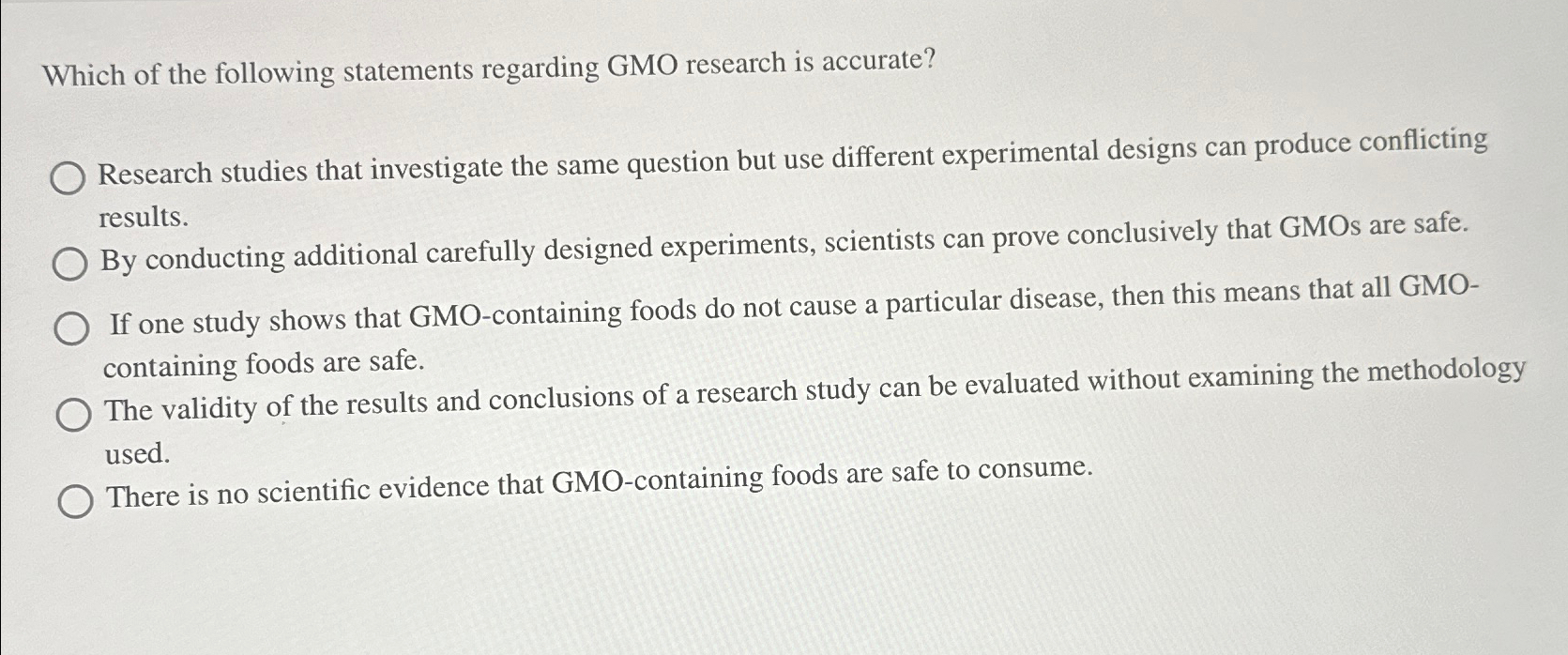 Solved Which of the following statements regarding GMO | Chegg.com
